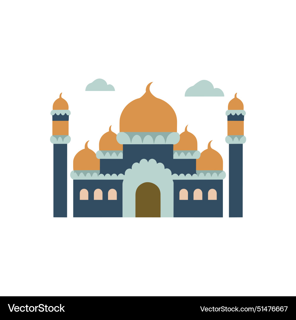 Flat islamic mosque building Royalty Free Vector Image