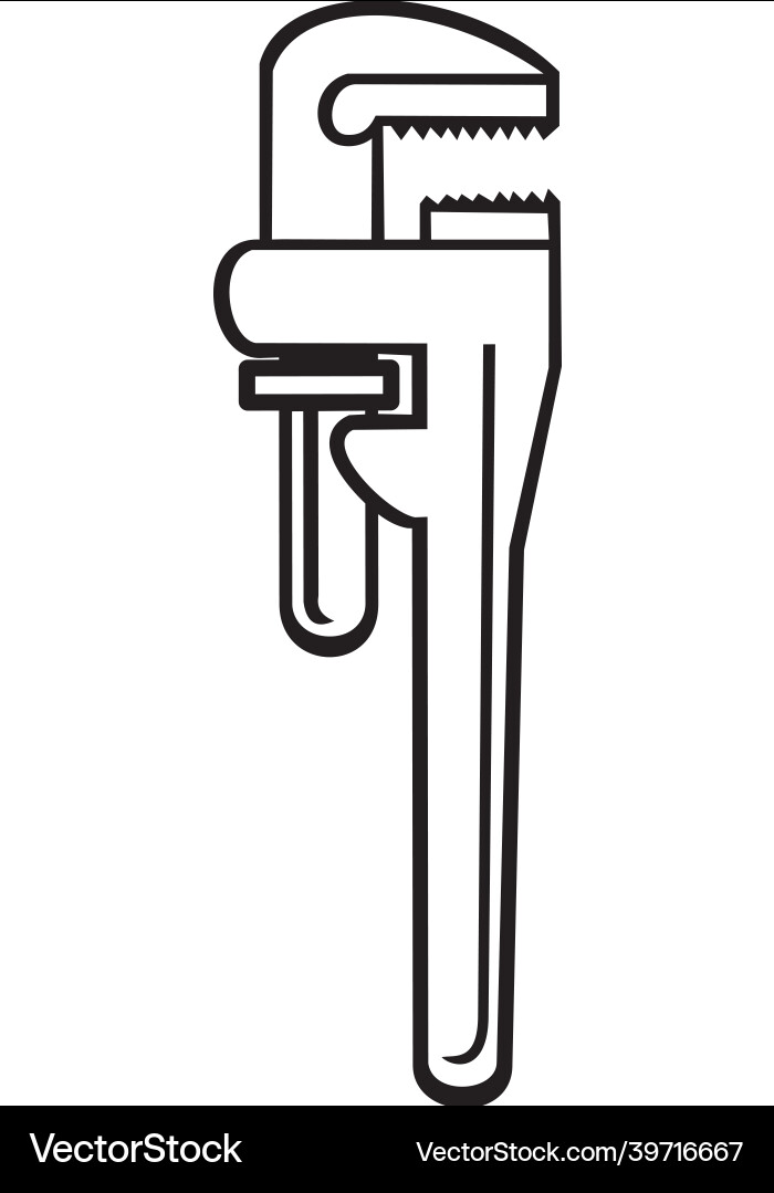 Pipe wrench side view retro black and white Vector Image