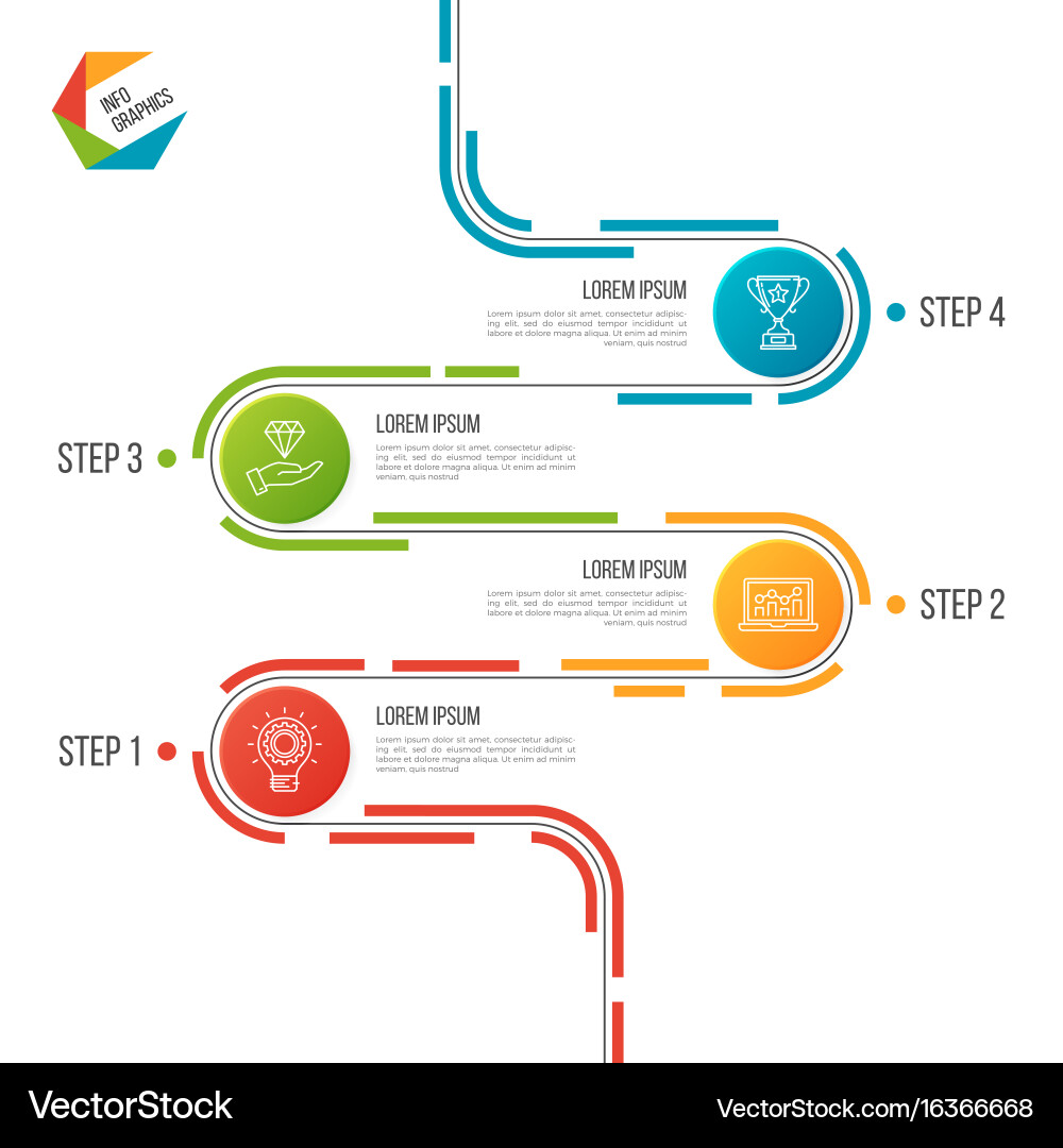Abstract 4 steps road timeline infographic Vector Image