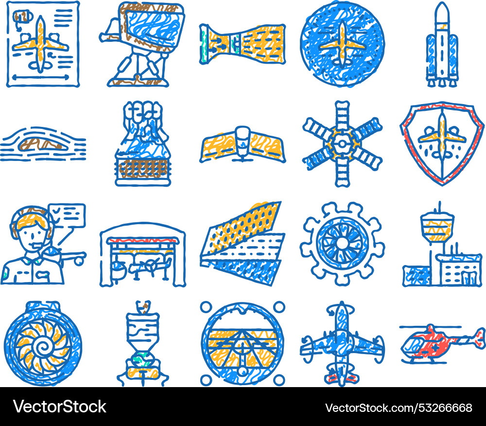 Aeronautical engineer aviation icon hand drawn Vector Image