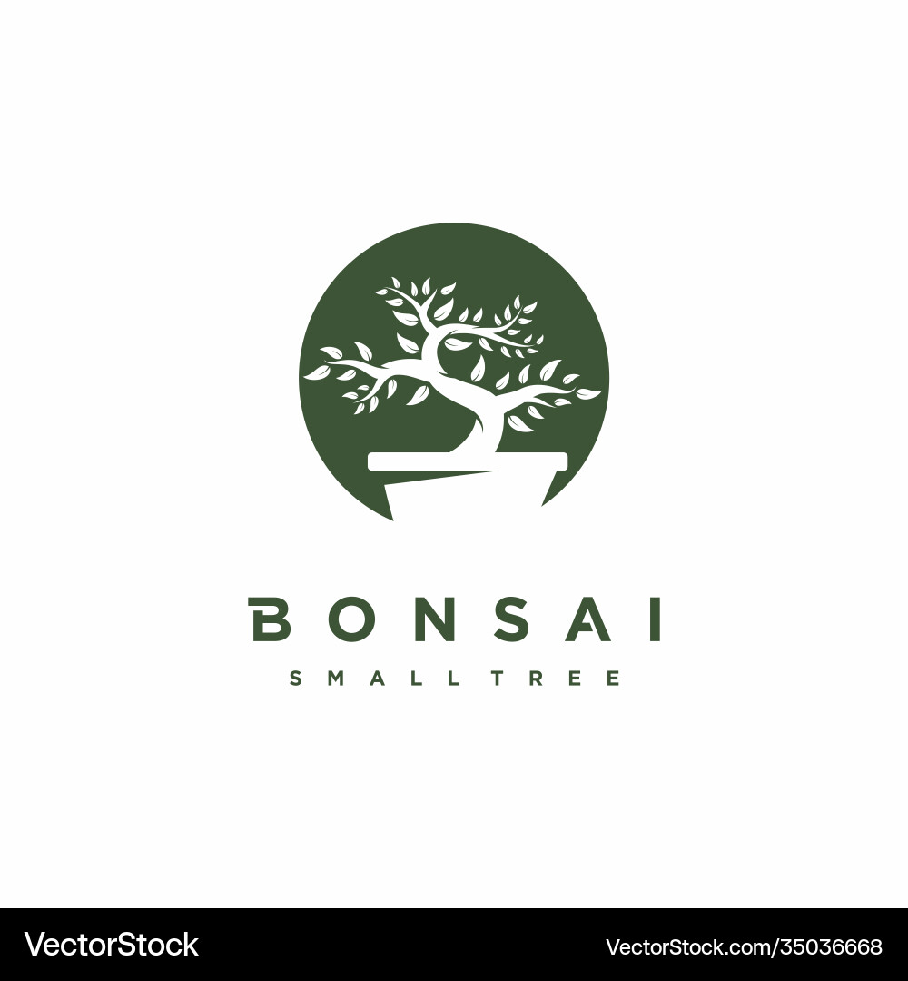 Bonsai logo design japanese mini small plant tree Vector Image