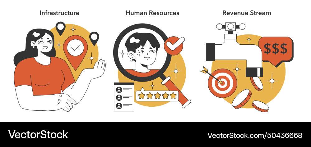 Business essentials set flat Royalty Free Vector Image