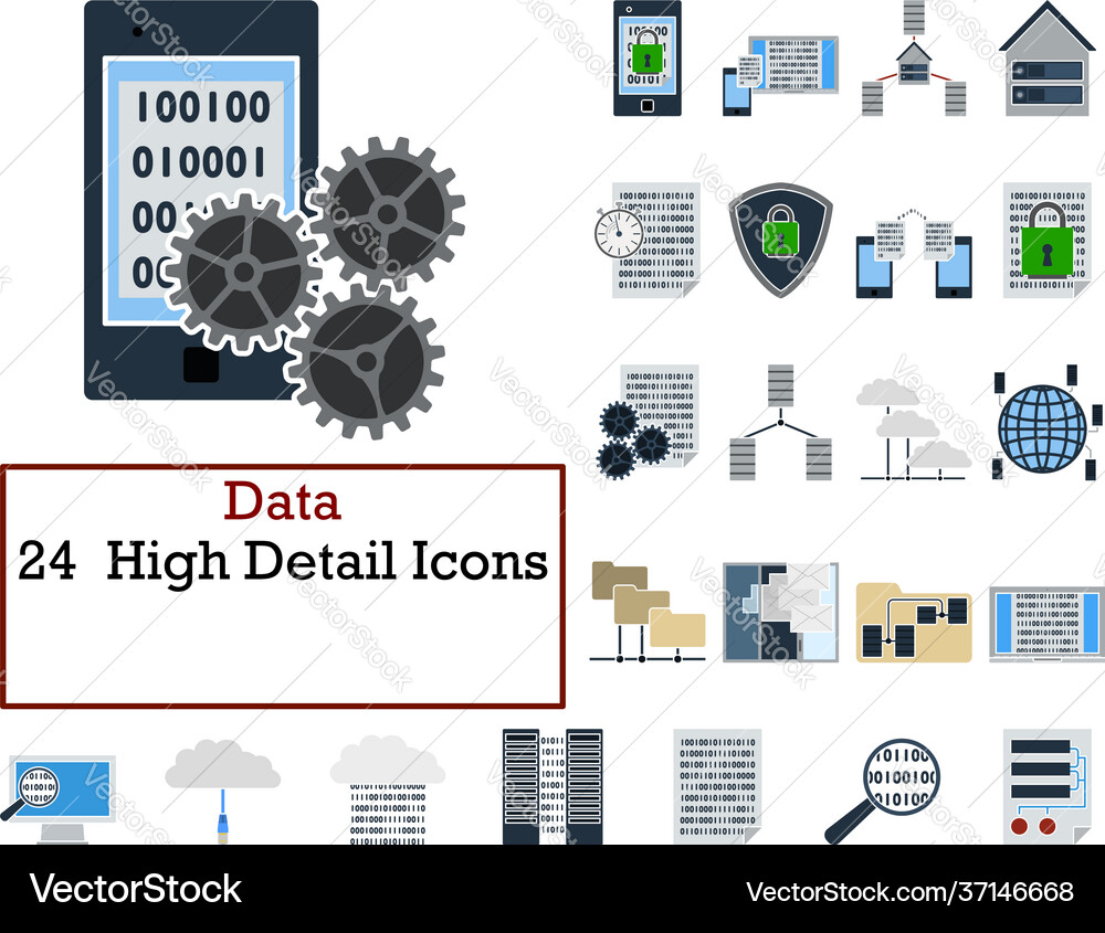 Daten Icon Set Lizenzfreies Vektorbild - VectorStock