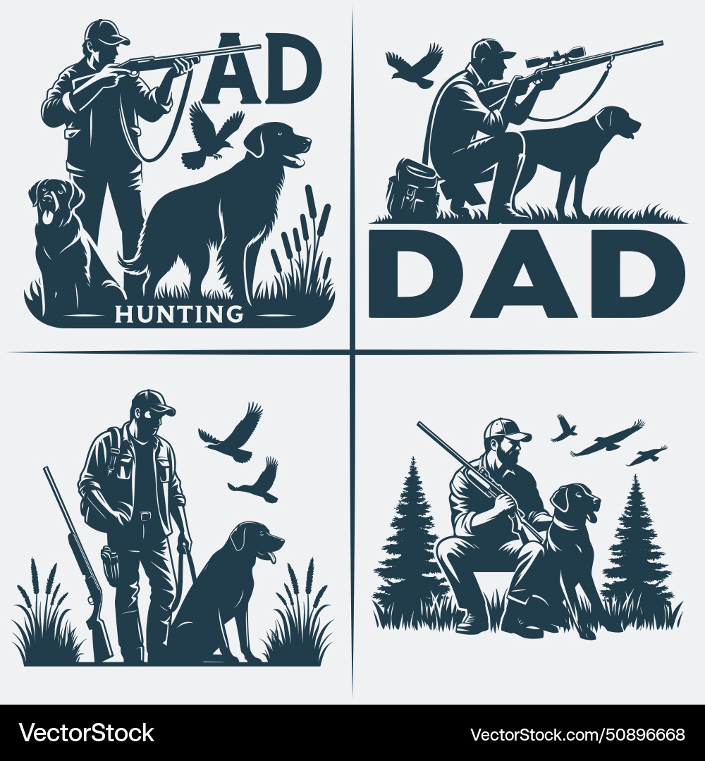 Hunting svg father silhouette Royalty Free Vector Image
