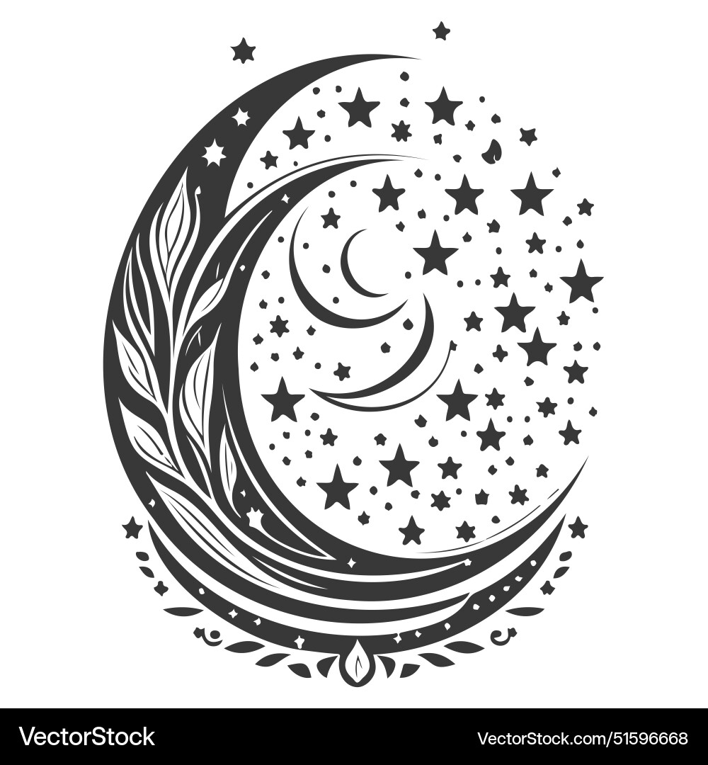 Moon star ramadan arabic islamic grey Royalty Free Vector