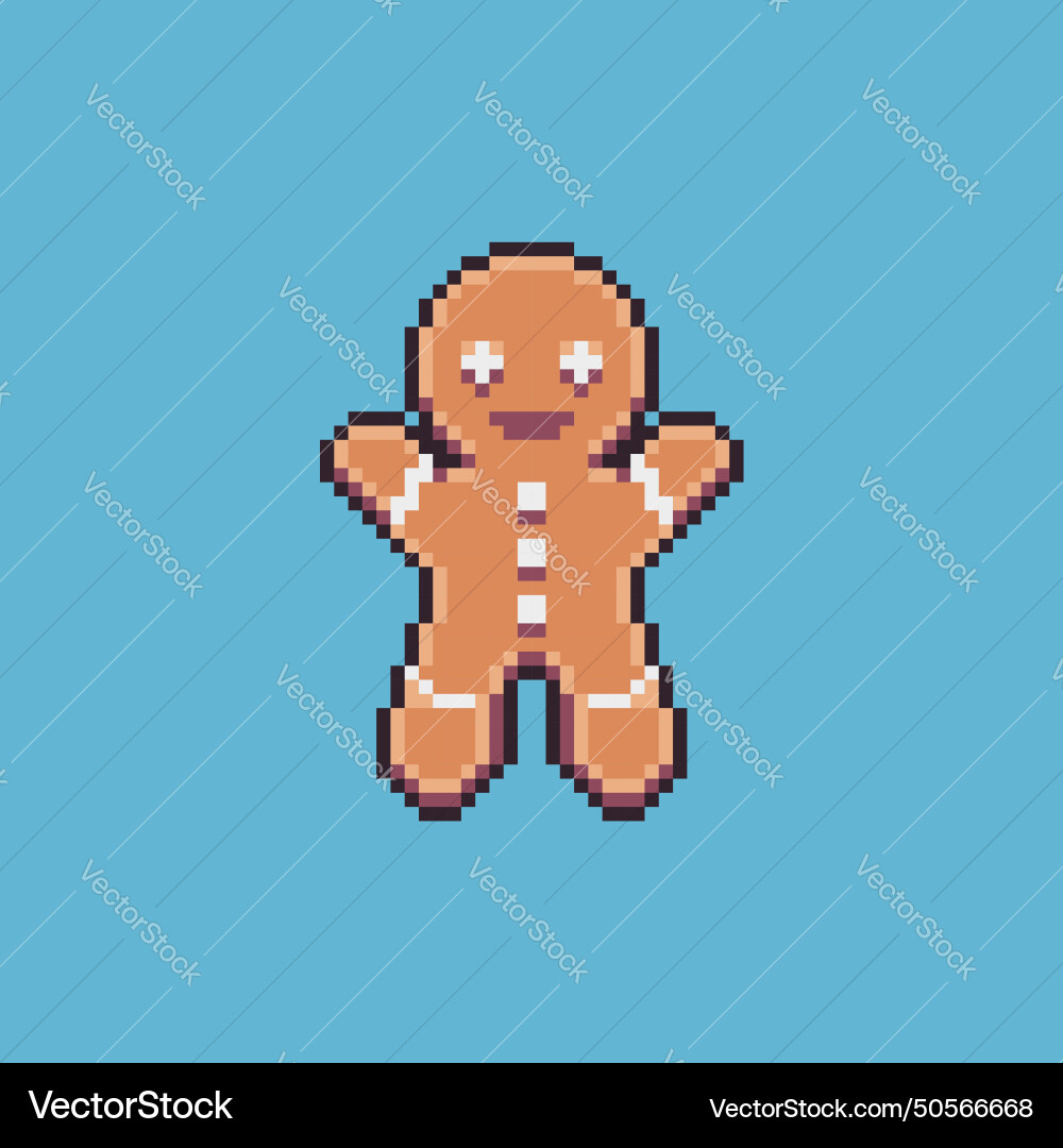 Pixel art gingerbread for game Royalty Free Vector Image