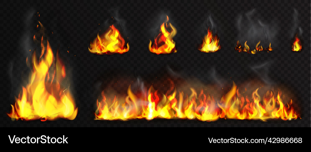 Realistic Fire Flames with Smoke Royalty Free Vector Image