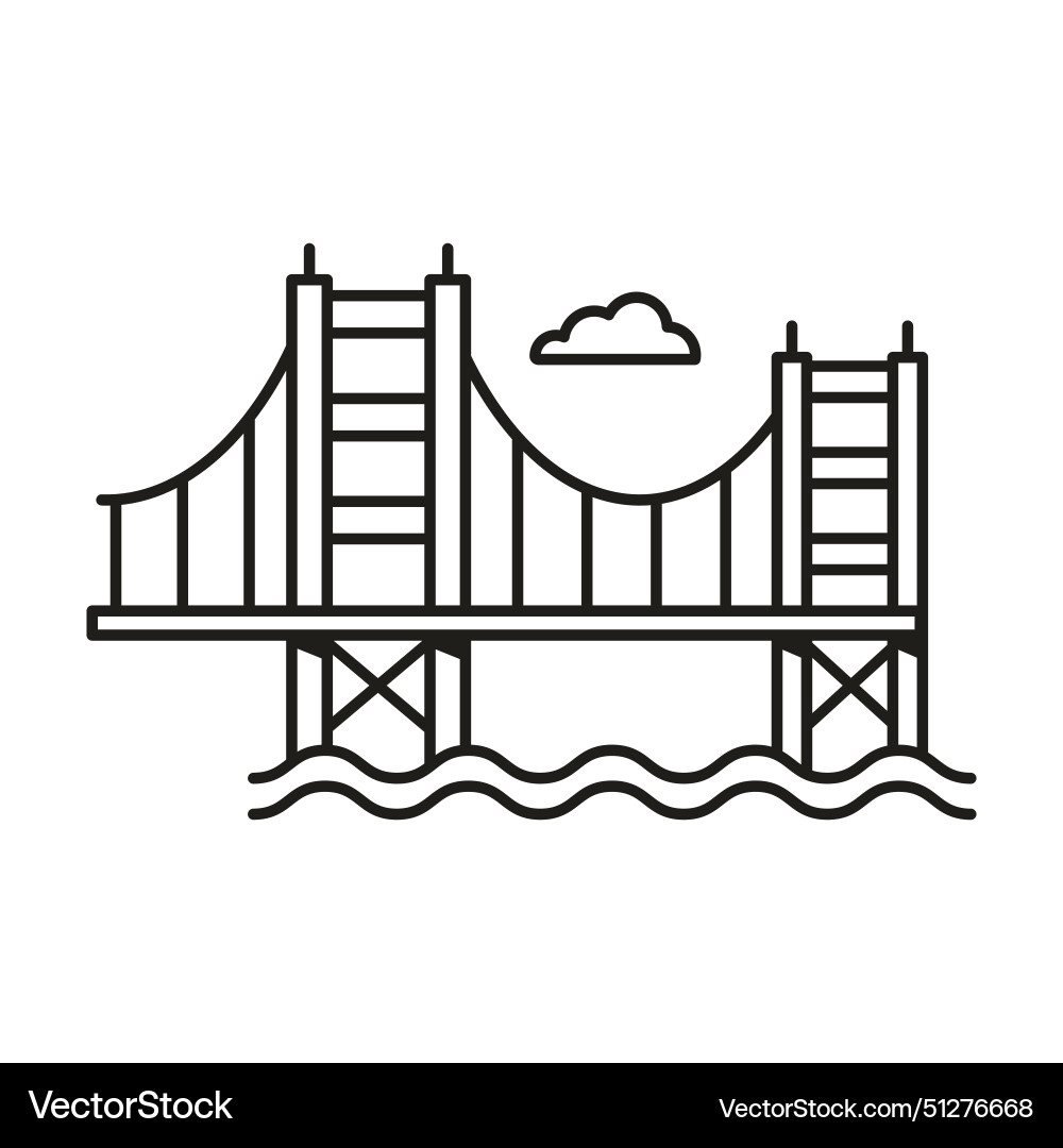 San francisco golden gate bridge line icon Vector Image