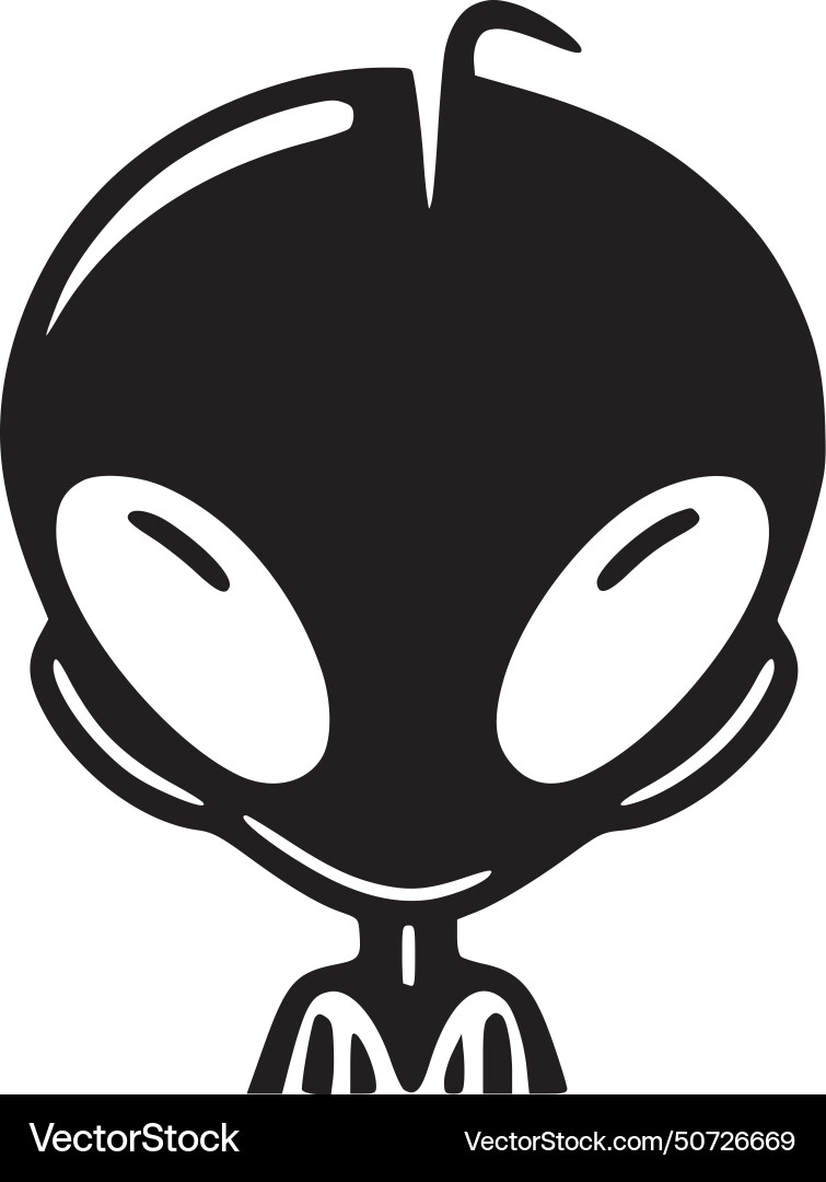 Alien - minimalist and flat logo Royalty Free Vector Image