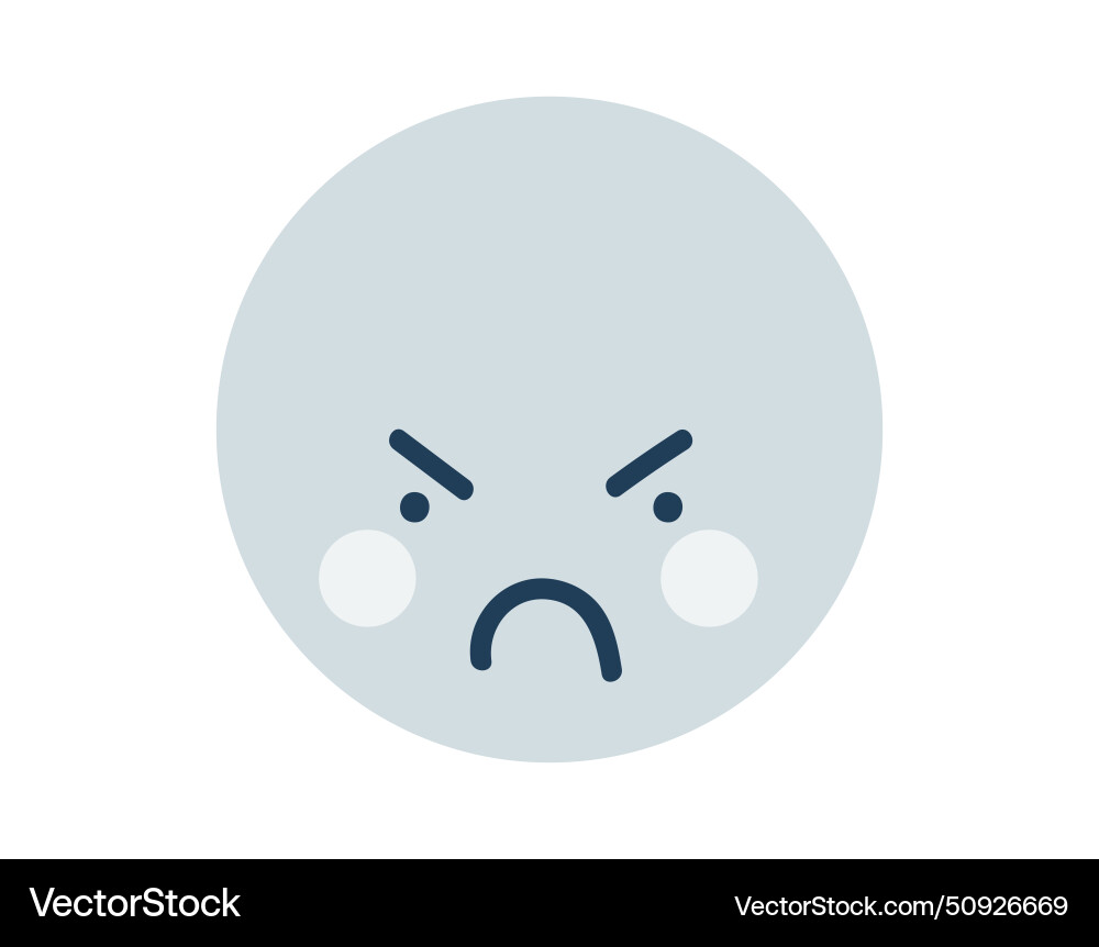 Blue angry round emoji icon object symbol flat Vector Image