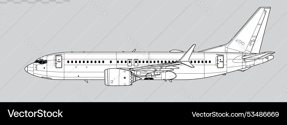 Boeing 737 MAX 7 Jetliner Royalty Free Vector Image