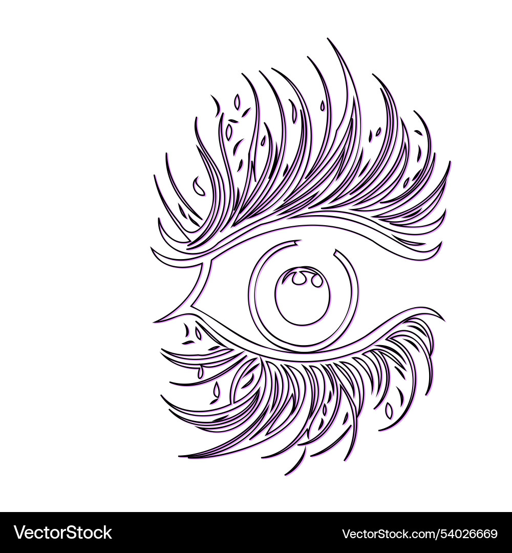 Evil eye halloween sketch outline shadow purple Vector Image