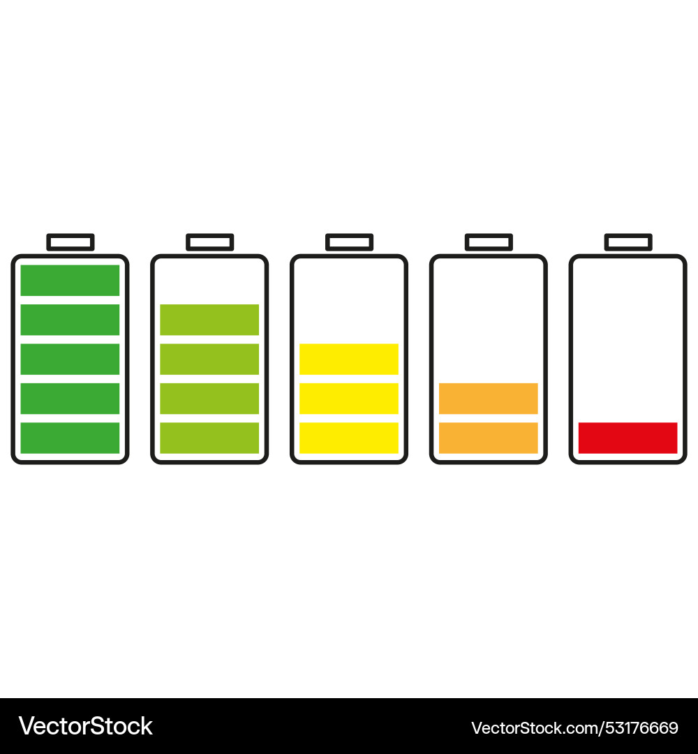 Icon with colorful battery indicators power save Vector Image