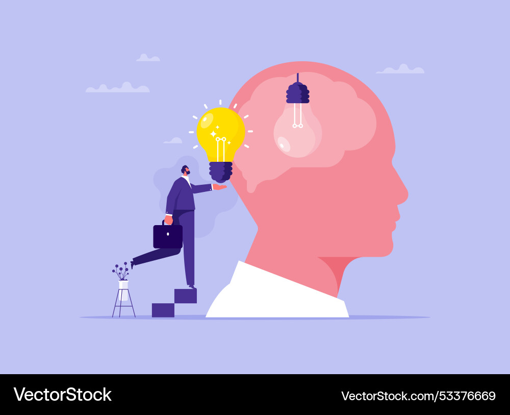 Knowledge or creativity to solve problem concept Vector Image