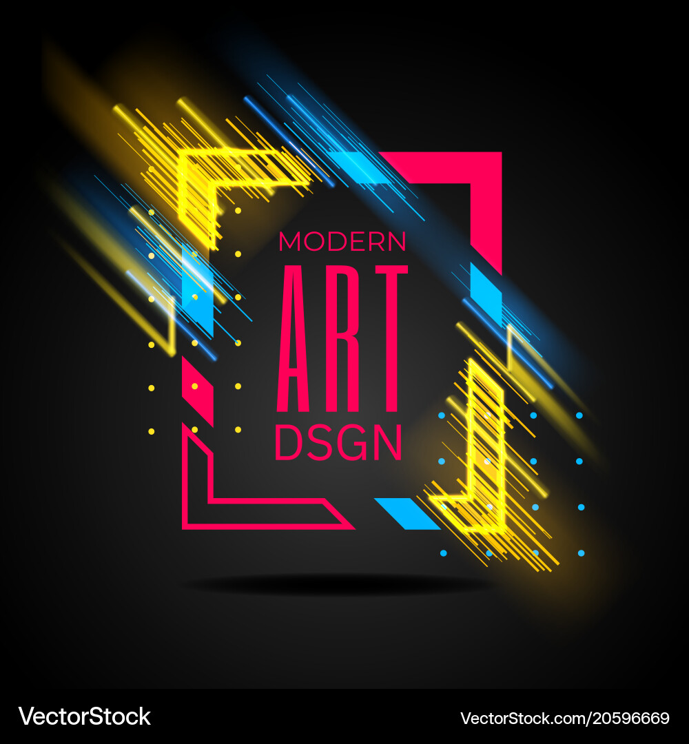 Modern frame with geometric neon glowing Vector Image