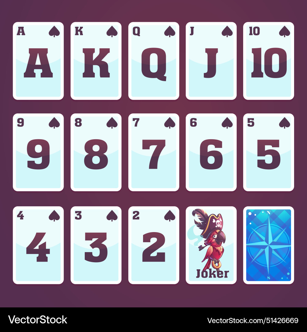Playing card set spades original cards Royalty Free Vector