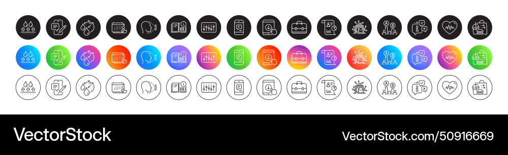 Portfolio timer and accounting line icons Vector Image