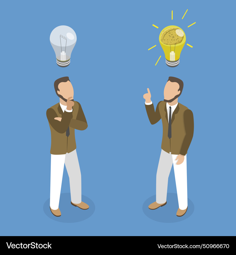 3d isometric flat of thinking Royalty Free Vector Image