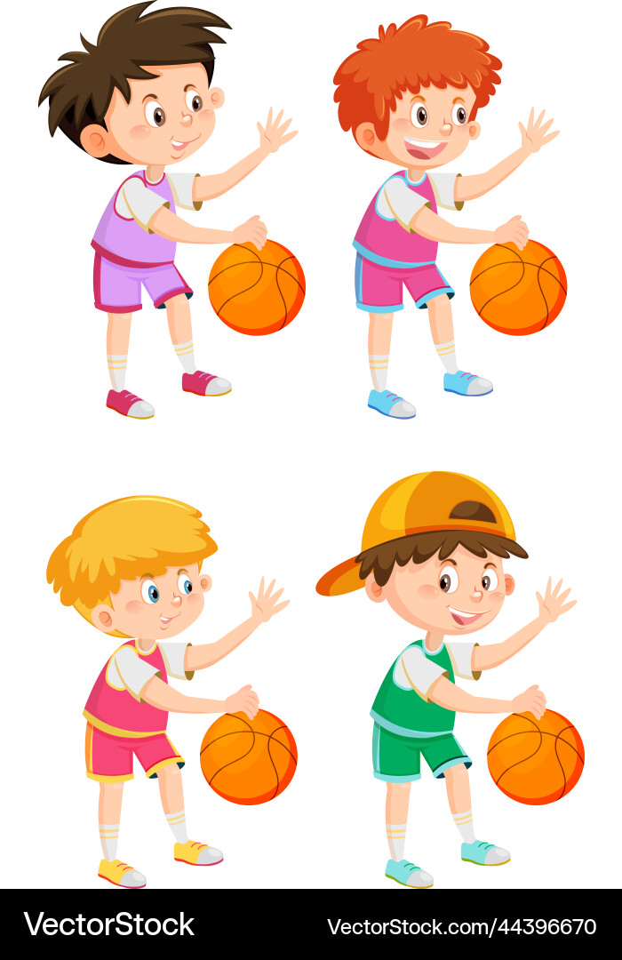 A boy playing basketball cartoon Royalty Free Vector Image