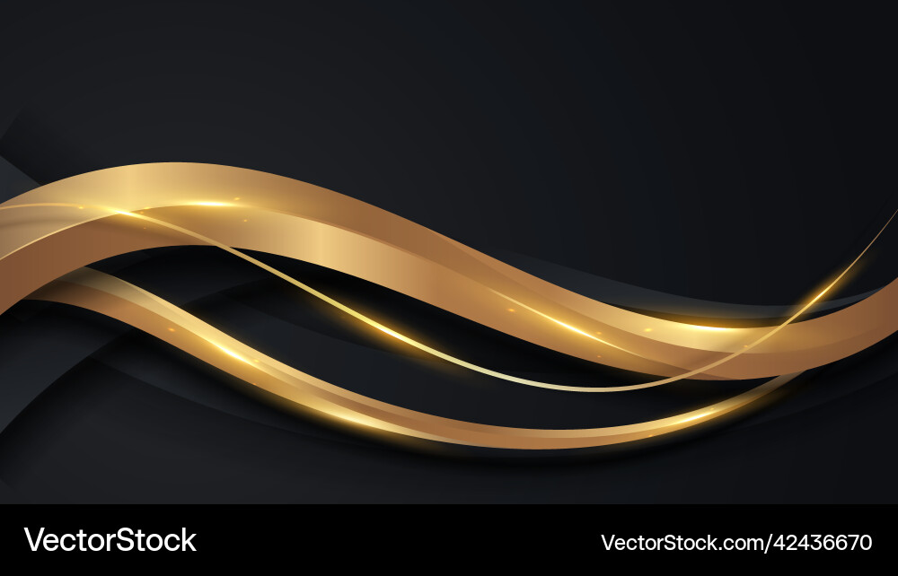 Abstract elegant 3d golden wave lines shapes Vector Image