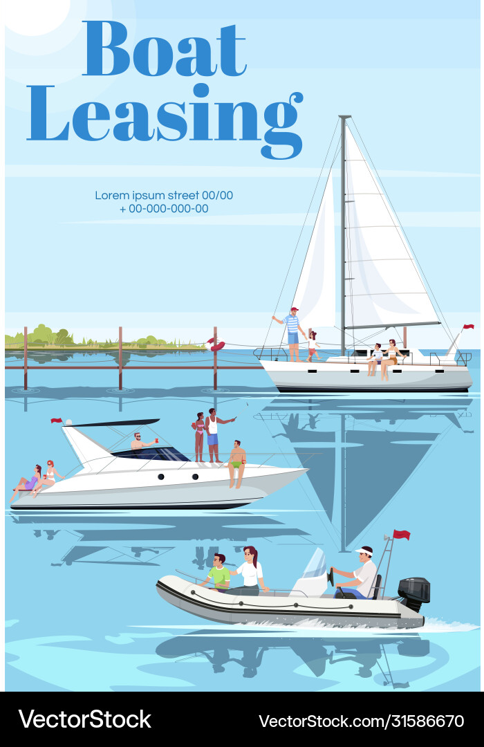 Boat leasing poster template Royalty Free Vector Image