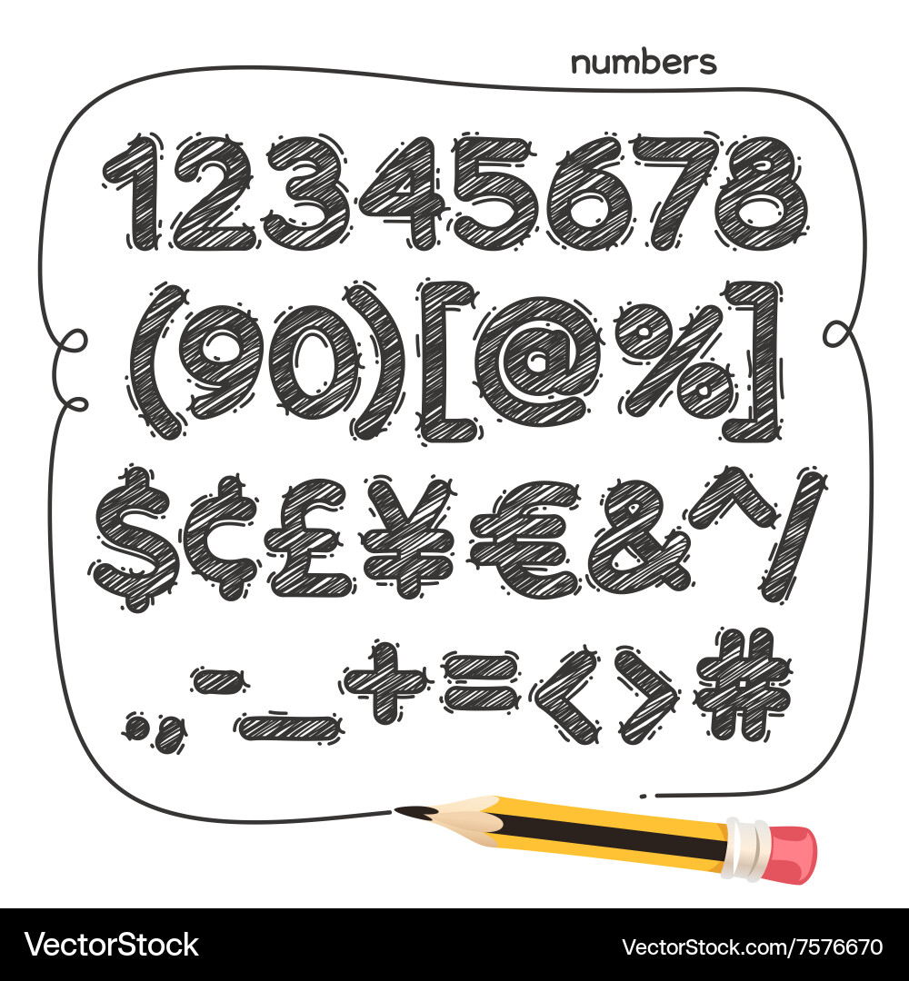 Cartoon doodle numbers Royalty Free Vector Image