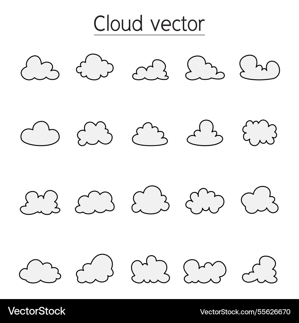 Cloud in comic style in color line style Vector Image