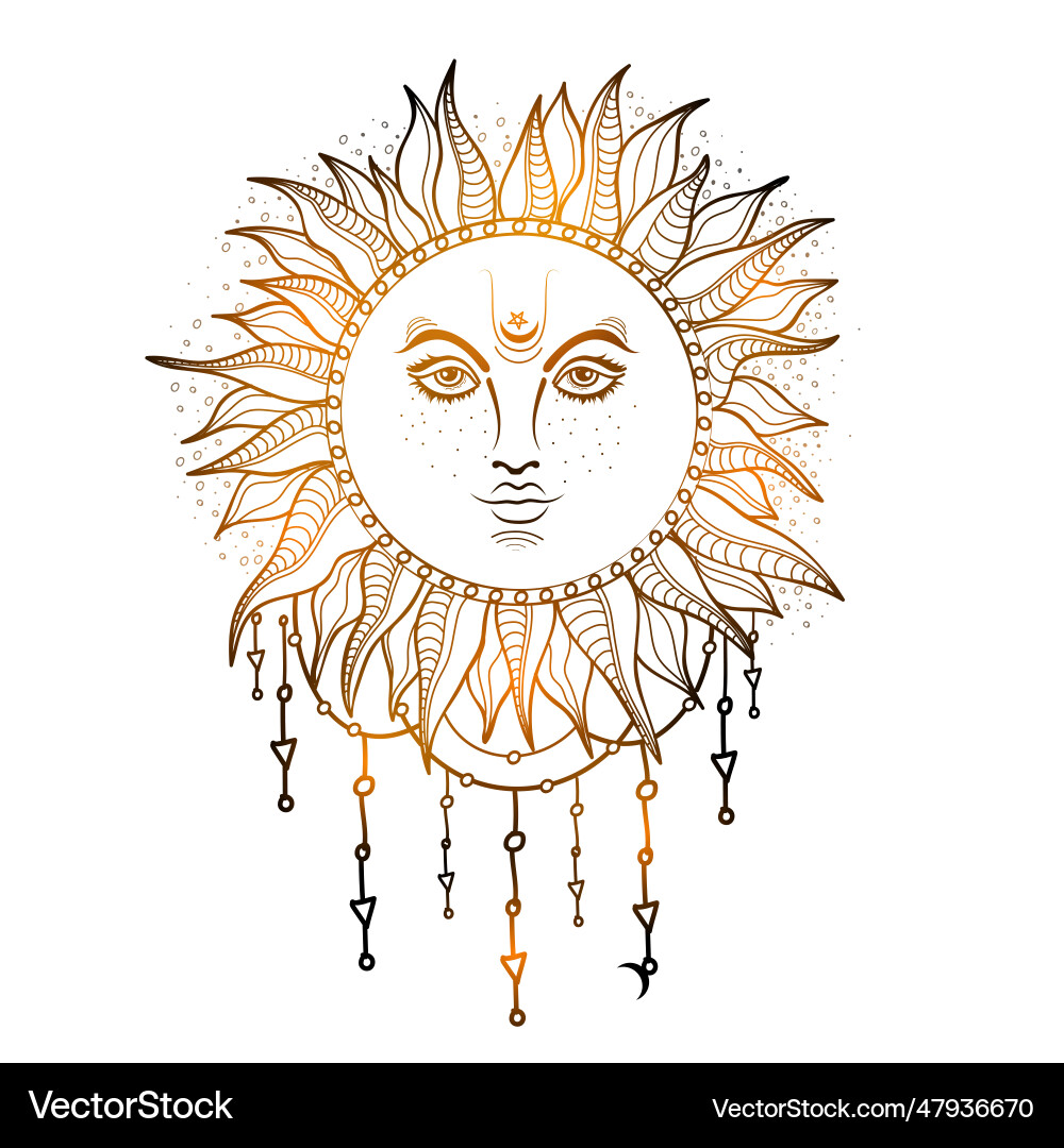 Hand drawn of glossy sun Royalty Free Vector Image