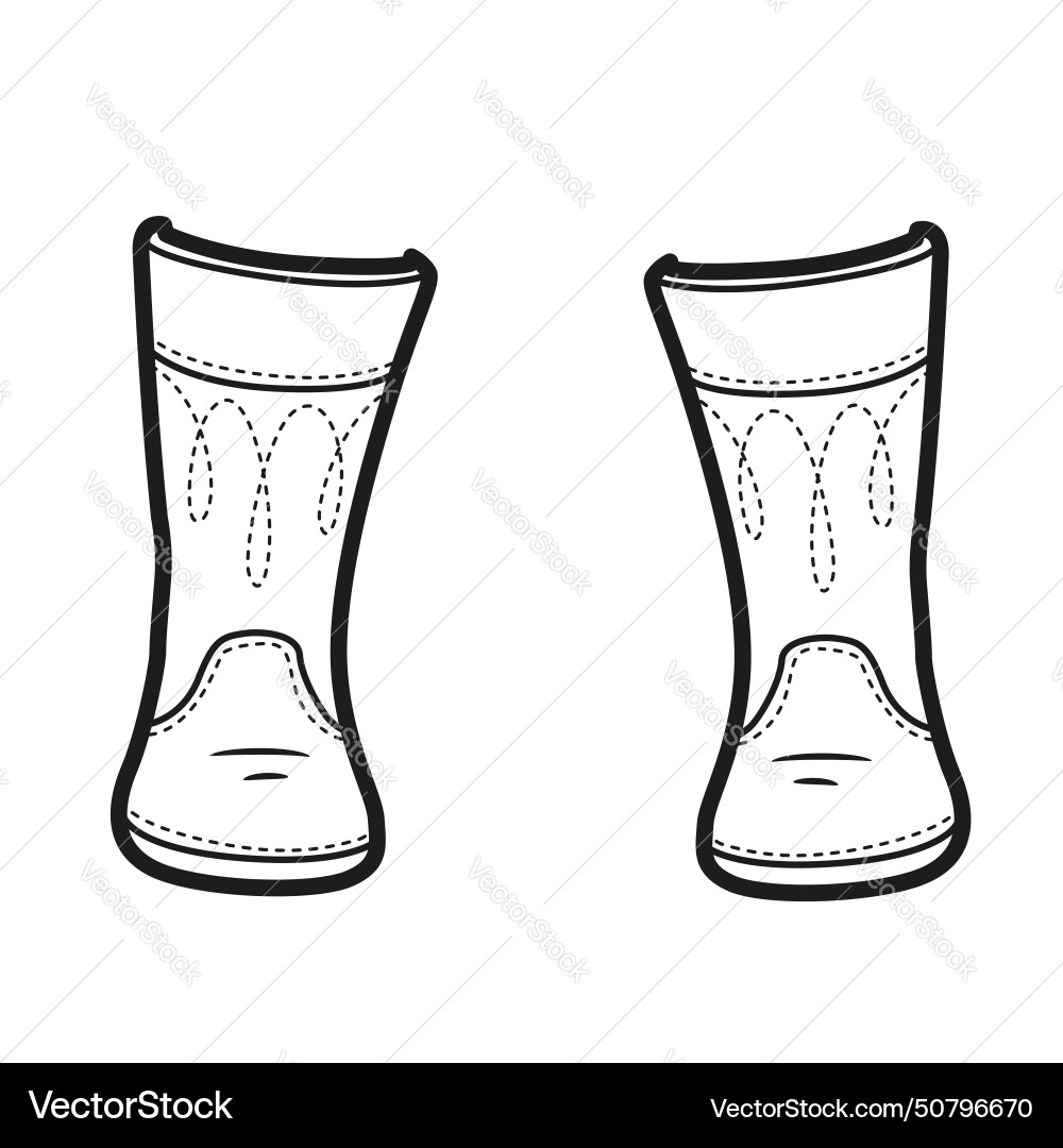 High boots with ornamental stitching outline Vector Image