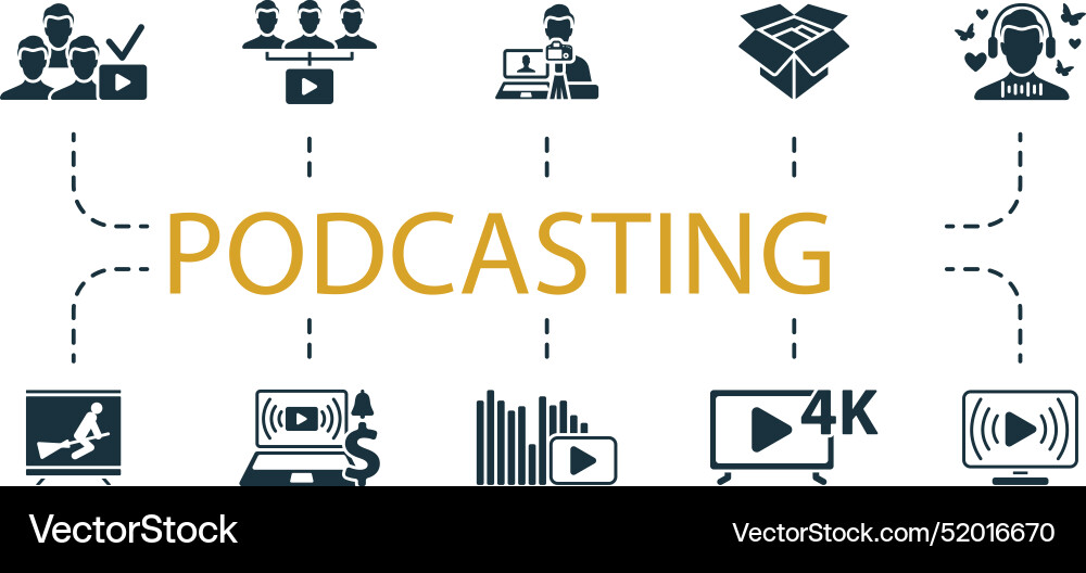 Podcasting set creative icons subscribers Vector Image