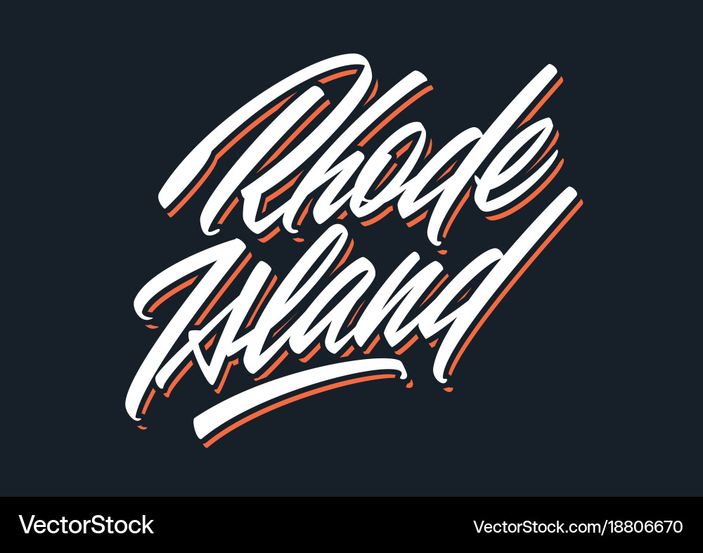 Rhode island brush script lettering Royalty Free Vector