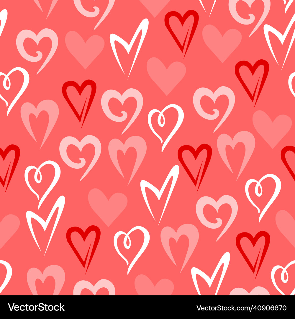 Seamless Hearts Pattern - Valentine's Day Vector Image