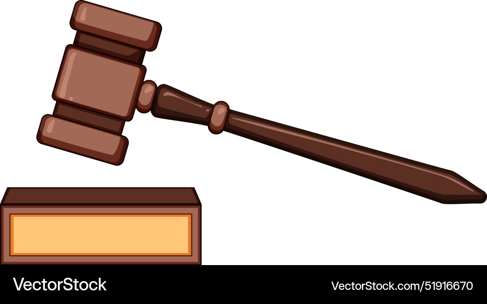 Trial judge hammer cartoon Royalty Free Vector Image