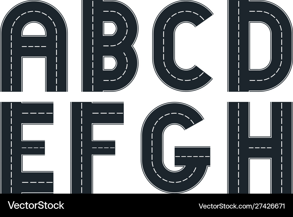 Alphabet Road Font Royalty Free Vector Image - VectorStock