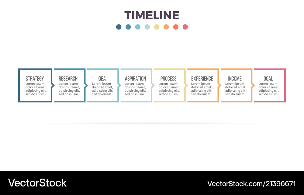 Business infographics timeline with 8 steps Vector Image