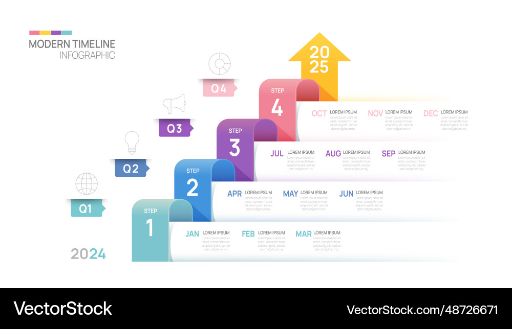 Business step timeline infographic arrow template Vector Image