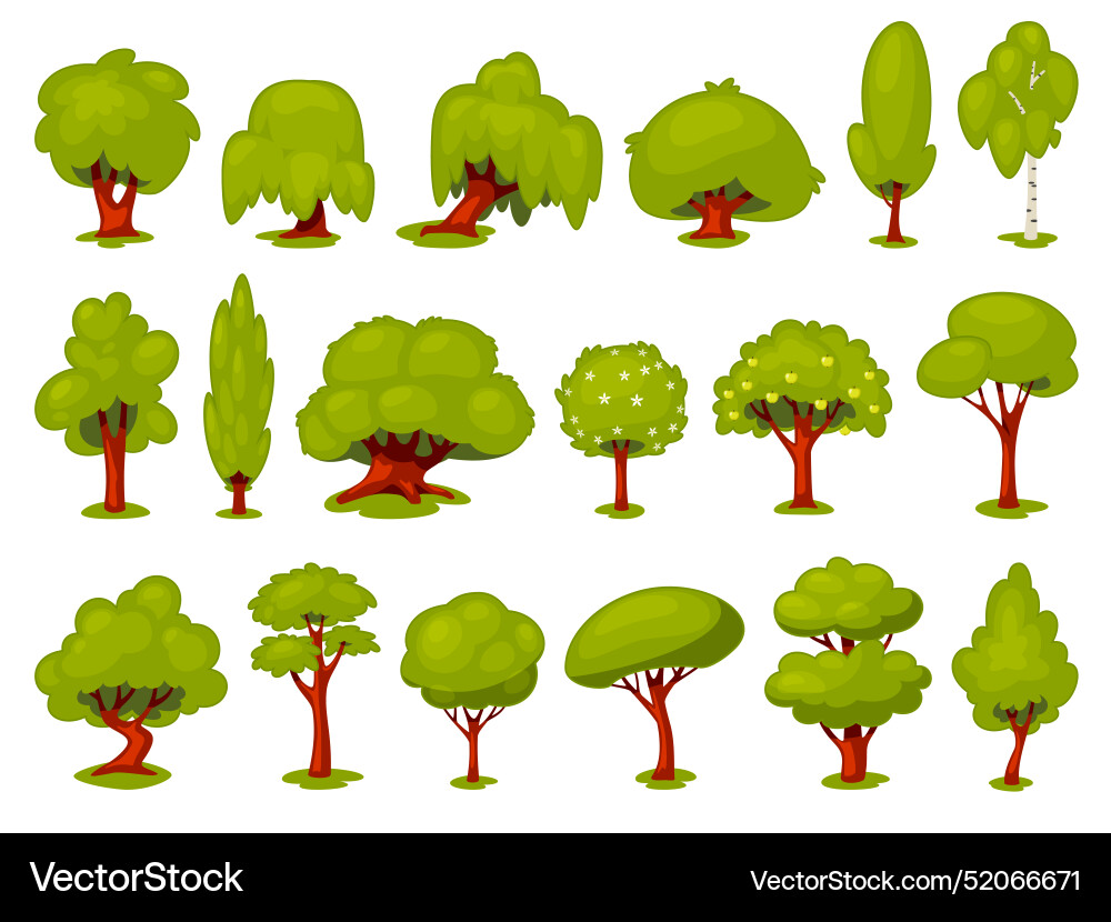 Cartoon Forest Trees - Plant Set Royalty Free Vector Image