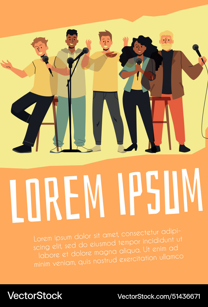 Comedy show flyer with characters and space Vector Image