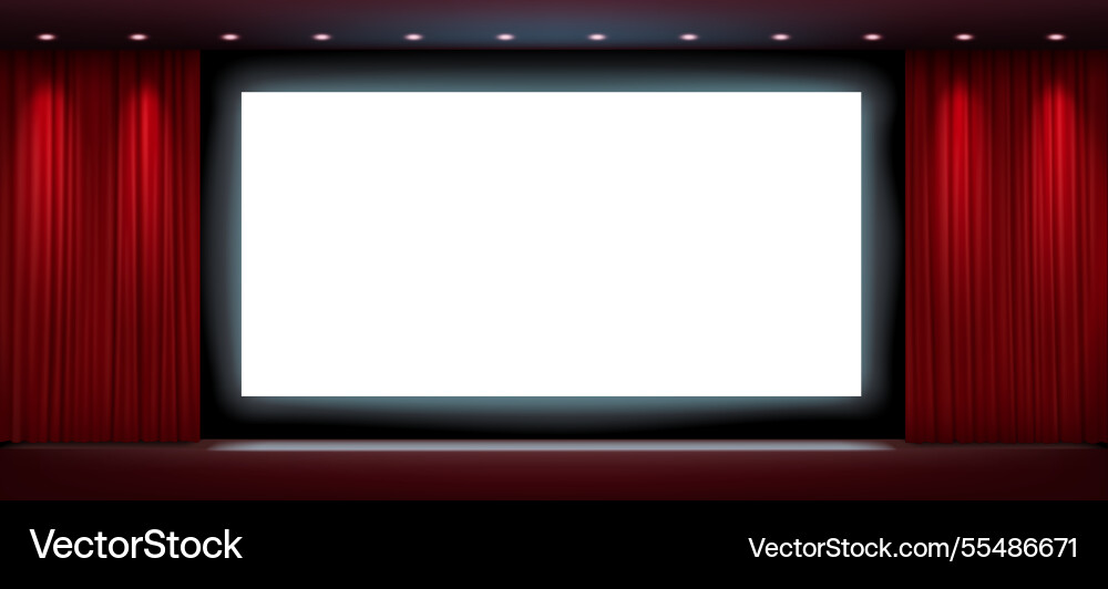 Large cinema screen with glowing border in dark Vector Image