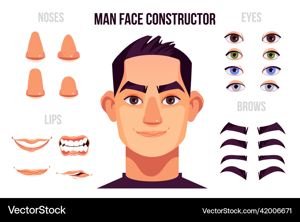 Man face constructor elements Royalty Free Vector Image