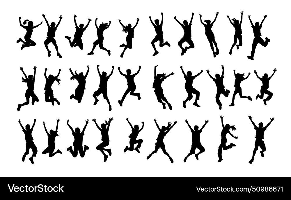 Many people jumping cheerfully Royalty Free Vector Image