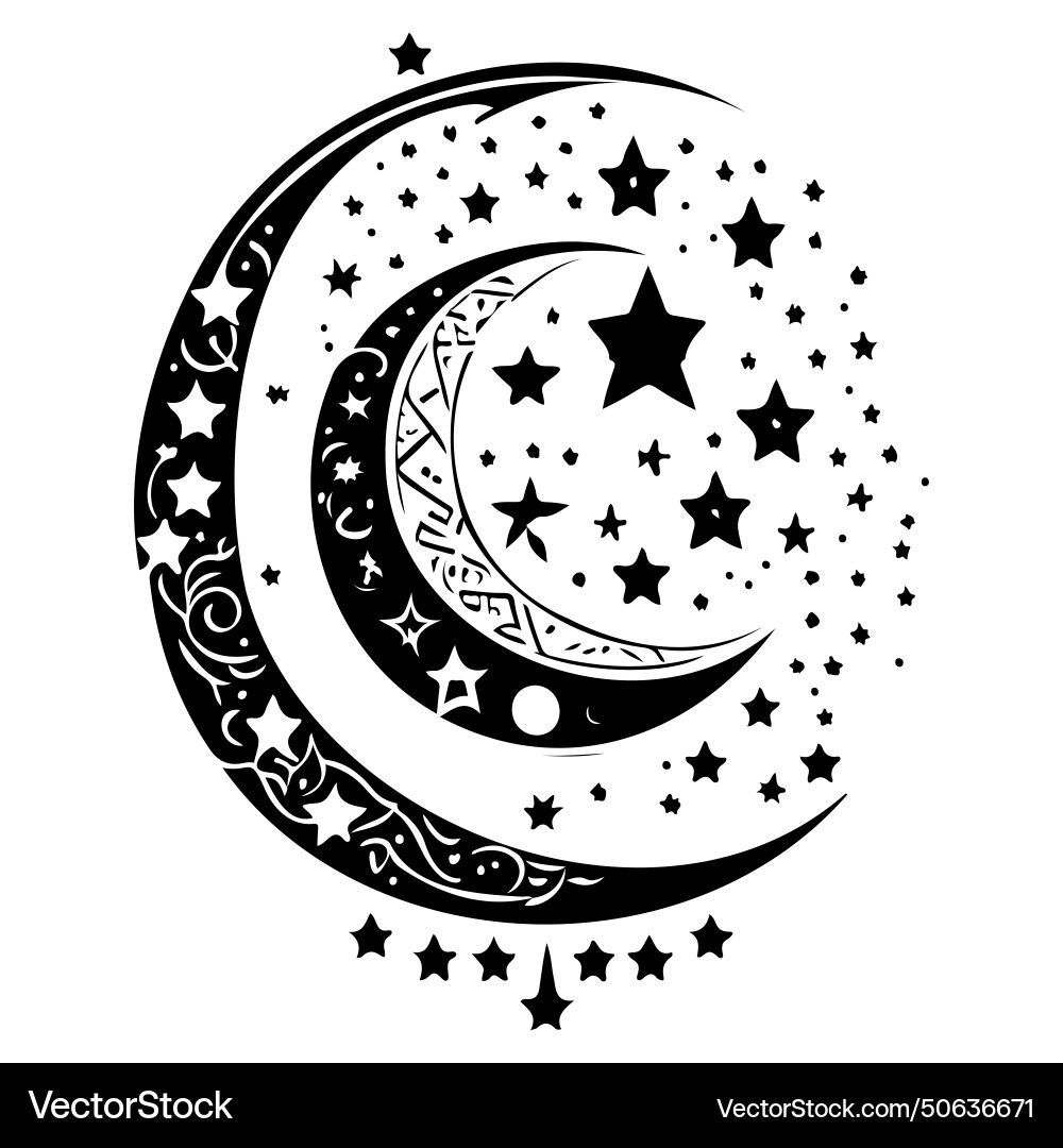 Moon star ramadan arabic islamic sketch hand draw Vector Image