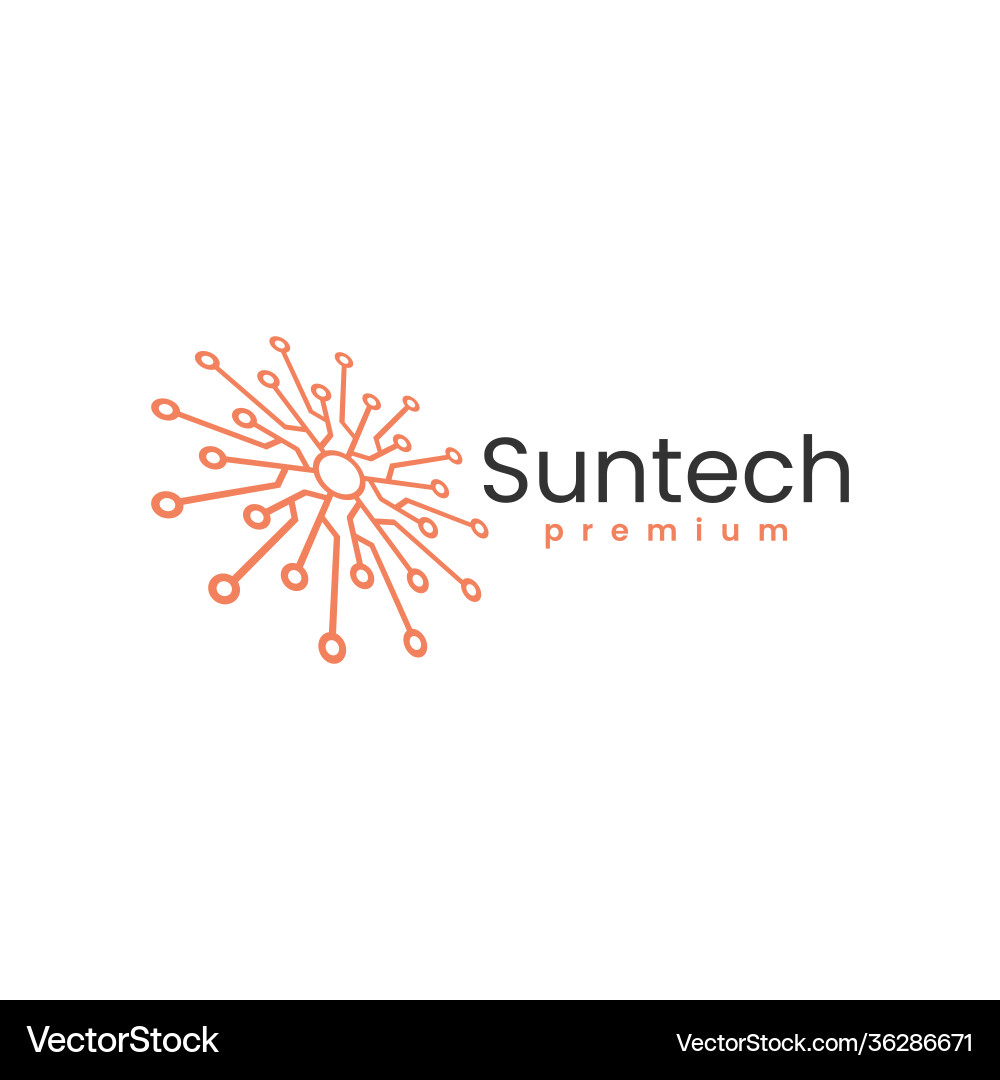 Sun tech perspective electric circuit logo icon Vector Image