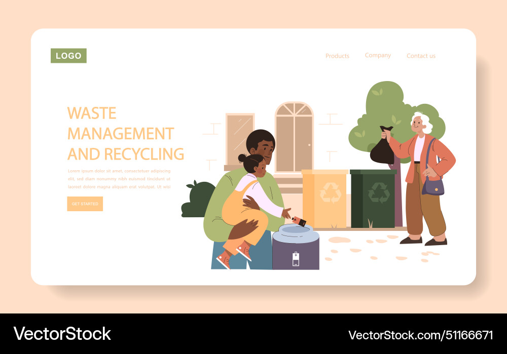 Waste management and recycling set Royalty Free Vector Image