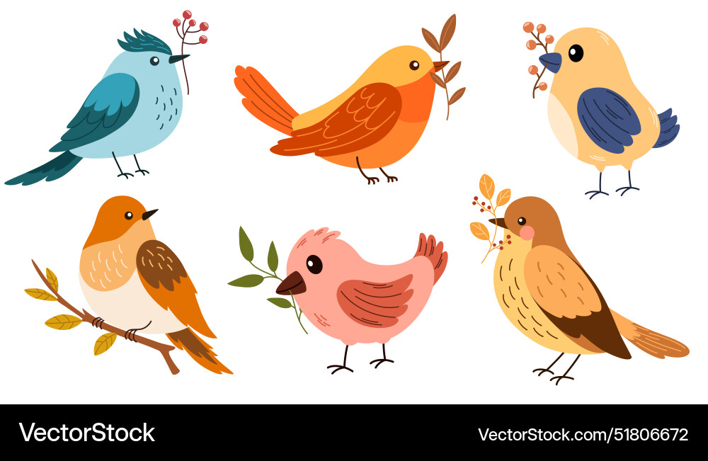 2044 birds autset Royalty Free Vector Image - VectorStock