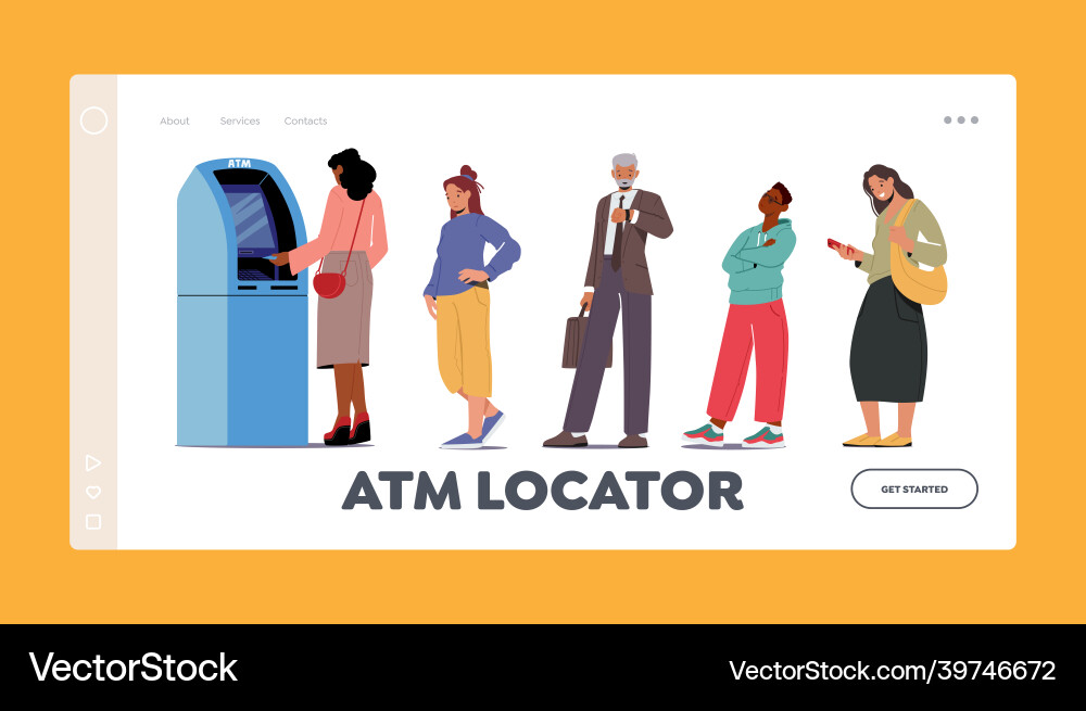 Atm locator landing page template people Vector Image