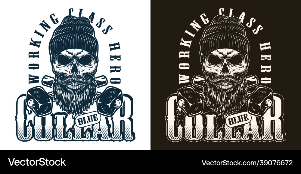 Blue collar worker badge Royalty Free Vector Image