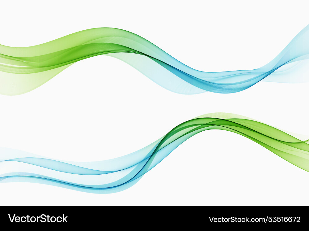 Blue-green transparent wave flow set Royalty Free Vector