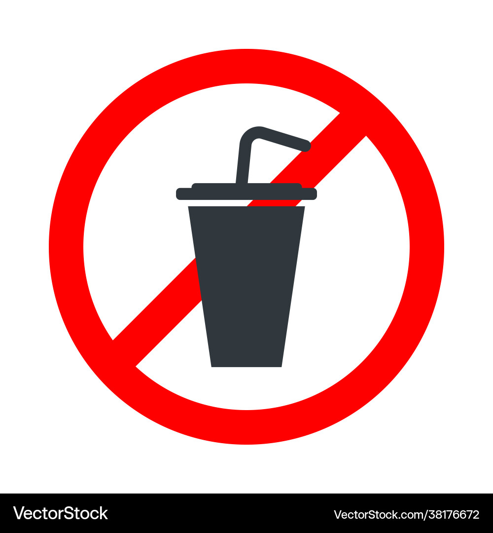 Drinking not allowed drinks forbidden sign Vector Image