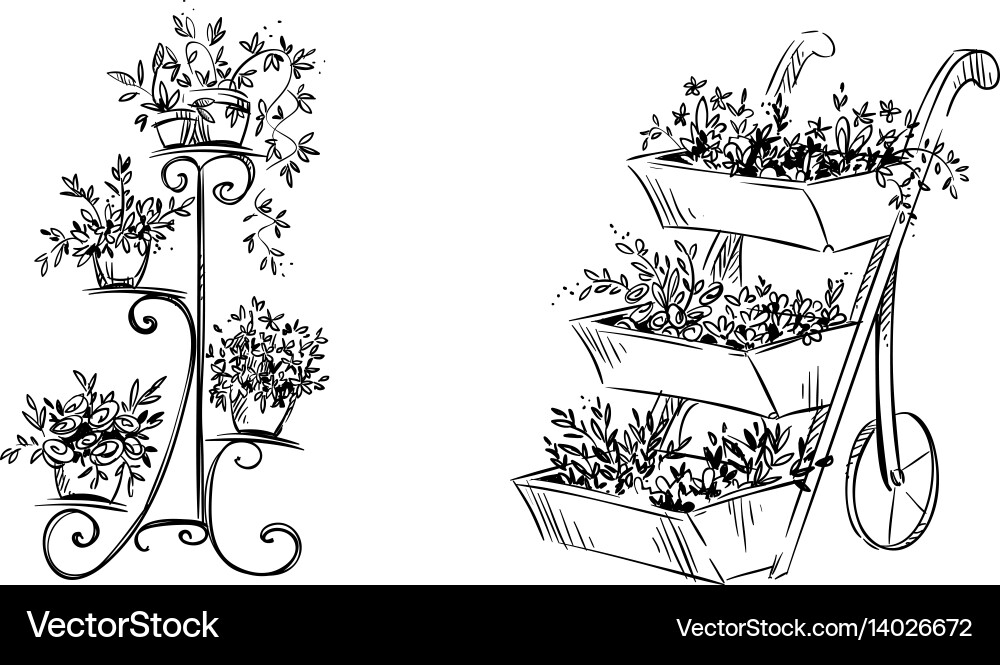 Floral Cart & Stands Royalty Free Vector Image